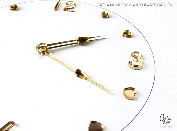 MOD 4GHD- SET OF 4 ACRILIC NUMBERS AND 8 HEARTS DASHES FOR CLOCK MAKIN ...