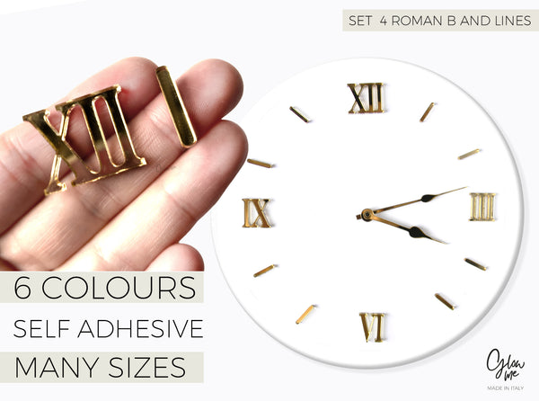 MOD ROMANB-LD SET OF 4 ACRILIC NUMBERS AND 8 LINES DASHES FOR CLOCK MA ...