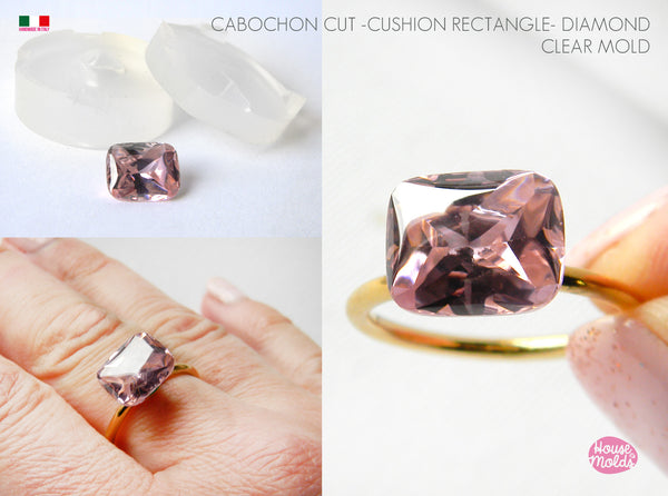 Cabochon Cut Cushion rectangle Diamond 12 x 10 mm 1 Mold - Mold for yo ...