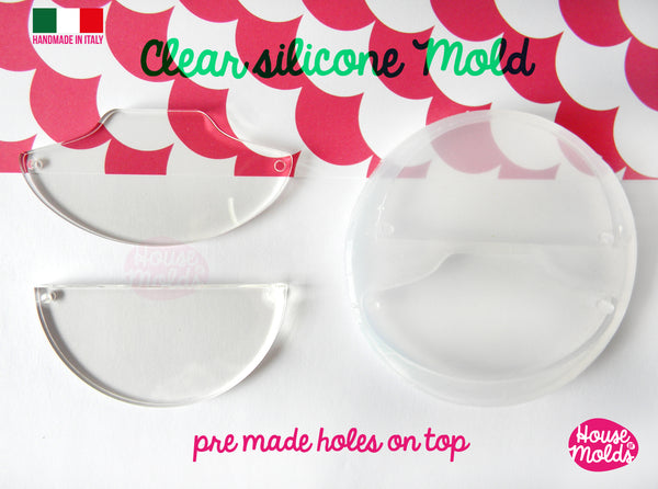 2 BIG Statement pendants Clear Mold :1 Half Circle 1 Flat Shell + Pre ...