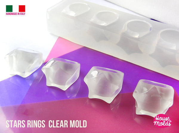 Star Rings Clear Mold- 4 sizes Star shaped rings-super shiny creations ...