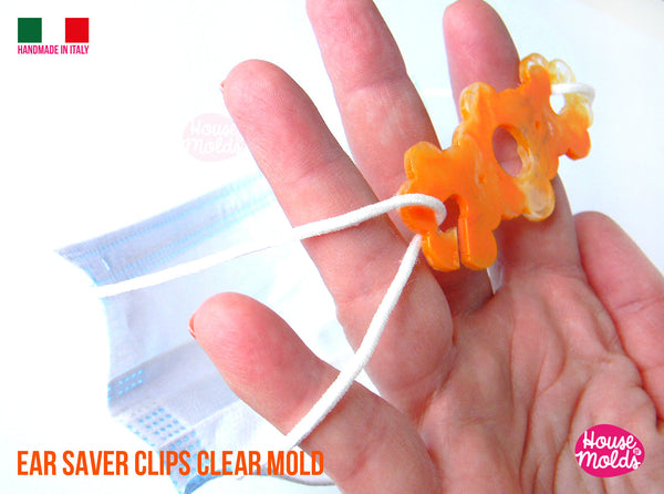 Ear Saver Clips Clear Molds , Flowers Design 02 - measurements 72 mm x ...