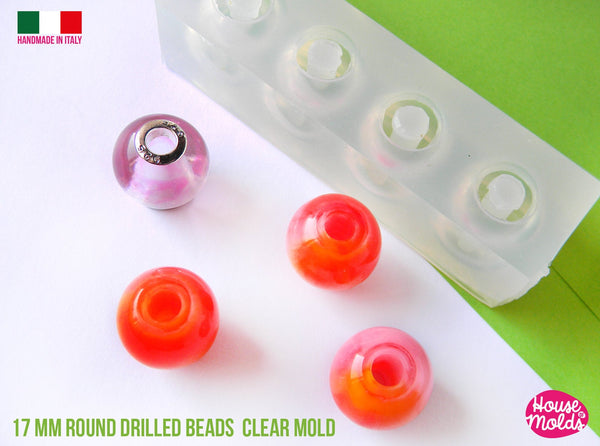 Spherical Drilled Beads 4 cavityes Clear Mold ,Mold for Big Round Neck ...
