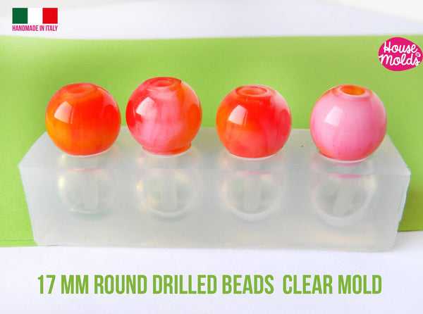Spherical Drilled Beads 4 cavityes Clear Mold ,Mold for Big Round Neck ...