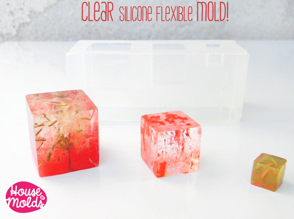 Multi Cubes Clear Mold ,Mold for 3 size Resin Cubes-HOUSE OF MOLDS-tra ...