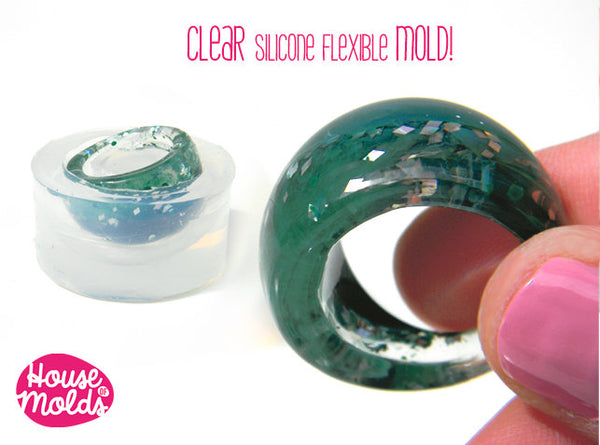 Bold Modern Ring Clear Mold , USA Size 9 1/4 ring mold,clear mold to m ...